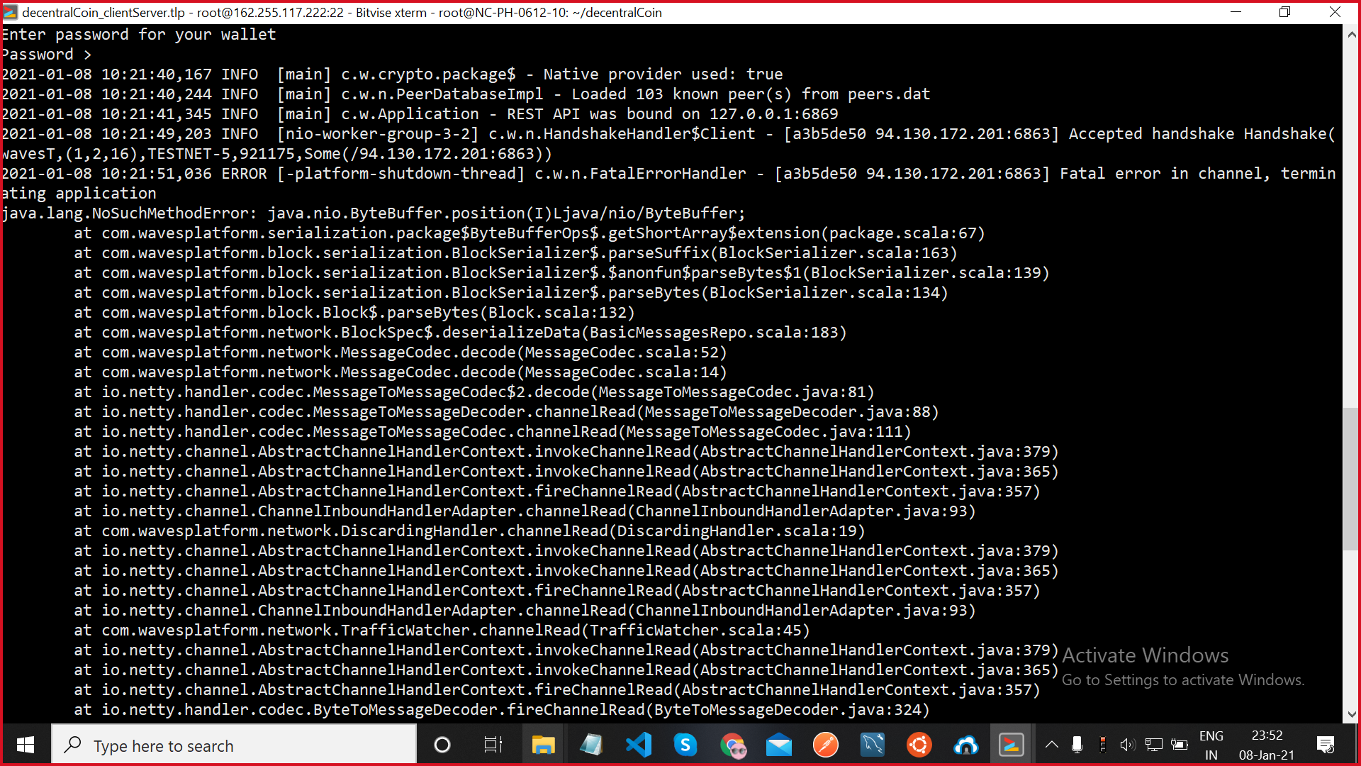 Fatal error when deploying waves on Bitvise client SSH. · Issue #3344 · wavesplatform/Waves · GitHub