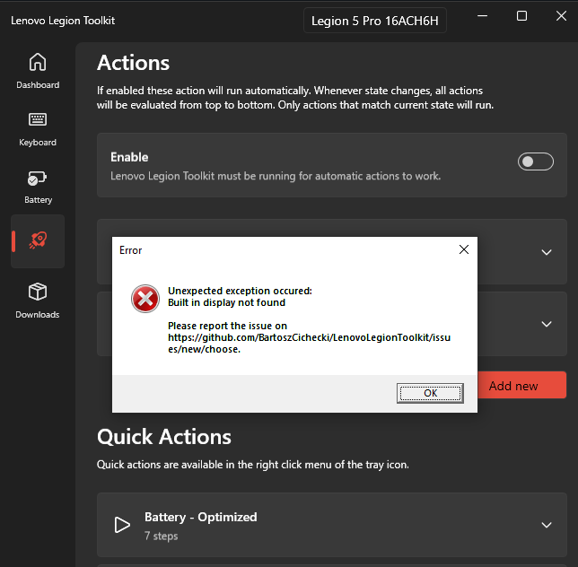 Exception Handling - Quick Actions - Internal Display Off and dGPU active · Issue #175 ...