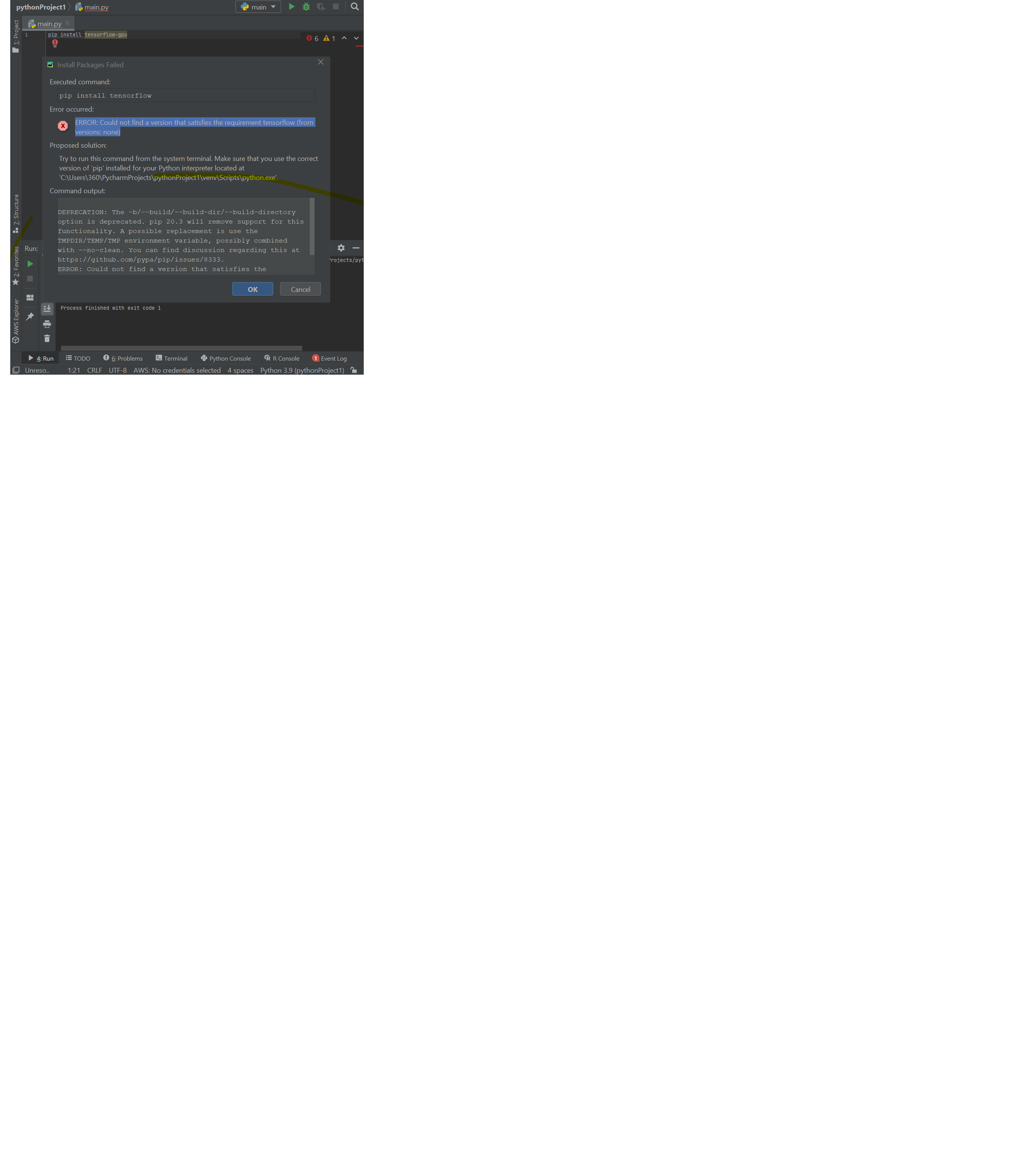 Pycharm 3.9 not supporting Tensorflow · Issue #44400 · tensorflow/tensorflow · GitHub