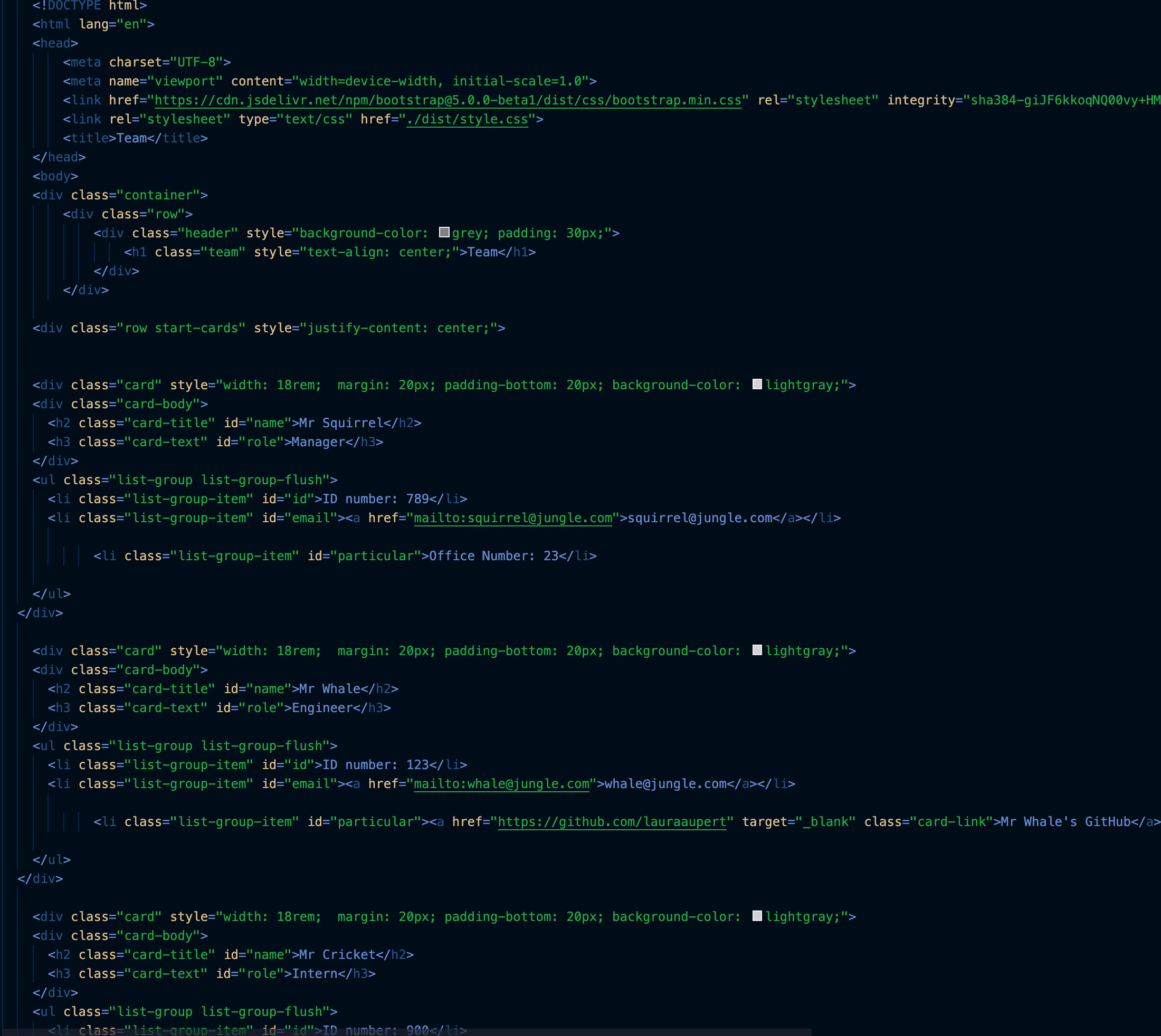 GitHub - lauraaupert/team-profile-generator