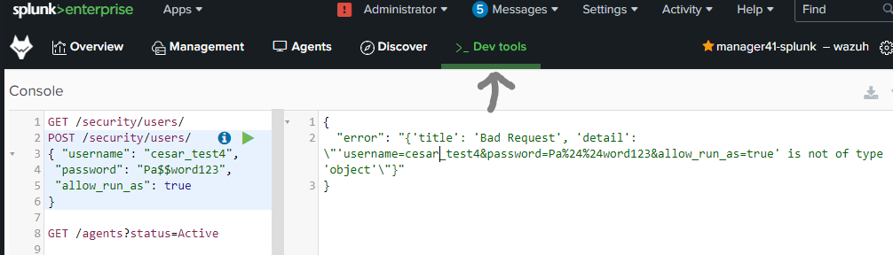 Unable to create a Wazuh API user from Dev Tools · Issue #1081 · wazuh/wazuh-splunk · GitHub