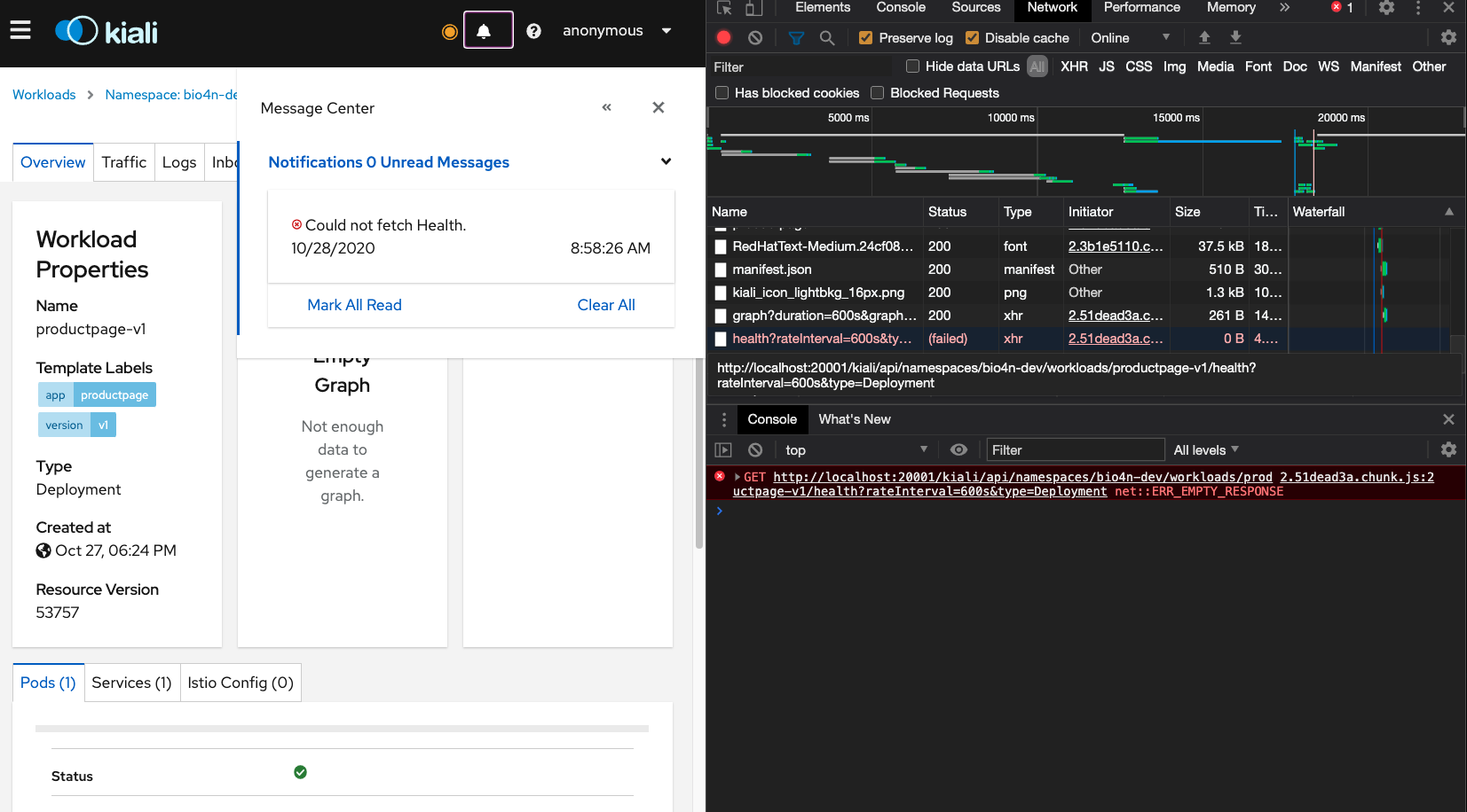 [error Prometheus] Could not fetch Health. · Issue #3366 · kiali/kiali ...