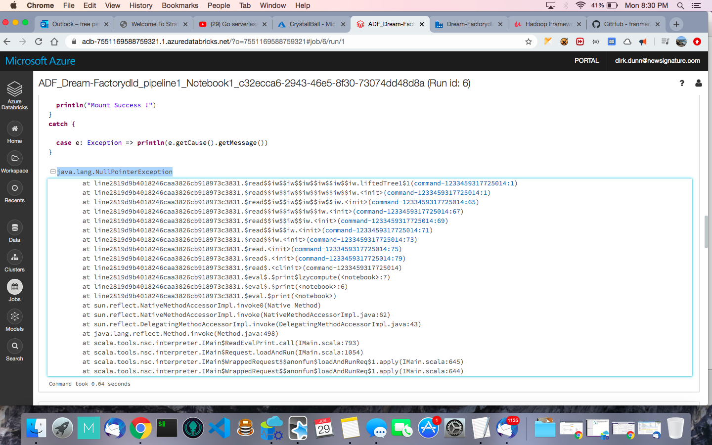 java.lang.NullPointerException on Databricks notebook · Issue #1 · franmer2/HelpForDP200 · GitHub