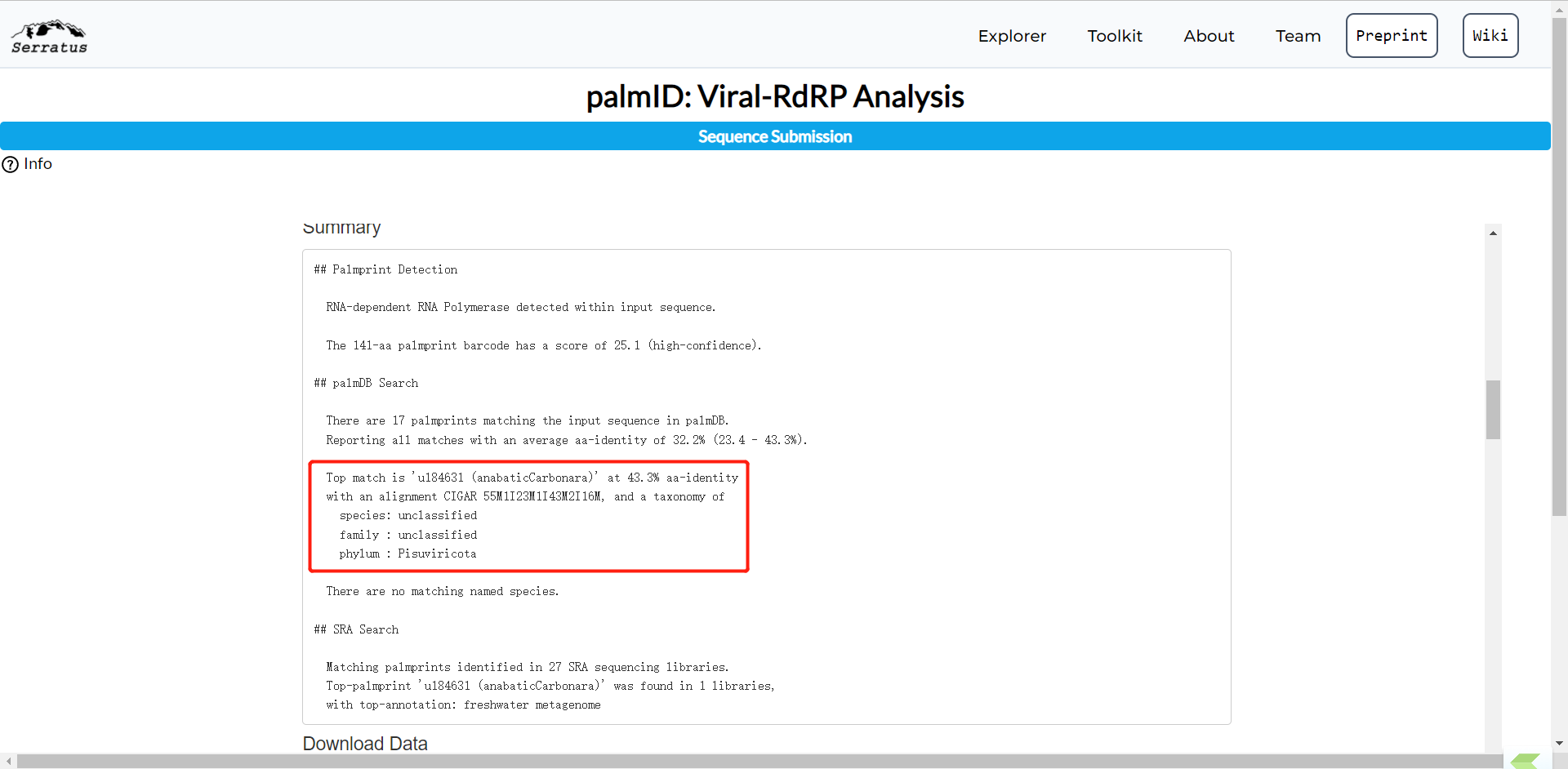 The PalMDB used by Serratus(https://serratus.io/) appears to be different from the one on your ...