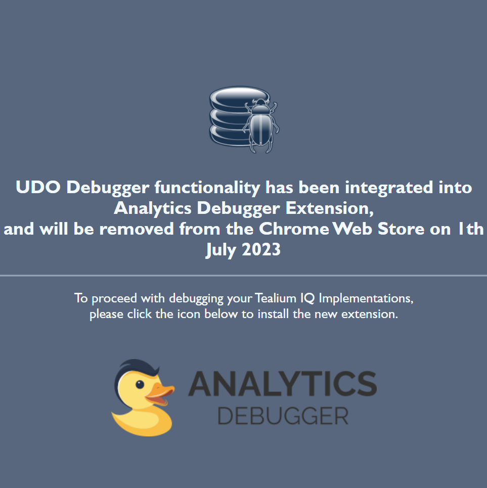 Please re-enable the legacy UDO debugger while the Analytics Debugger is awaiting the ...