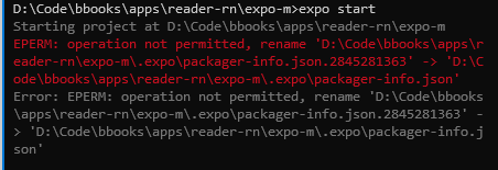 EPERM: operation not permitted, rename packager-info.json · Issue #2718 · expo/expo-cli · GitHub