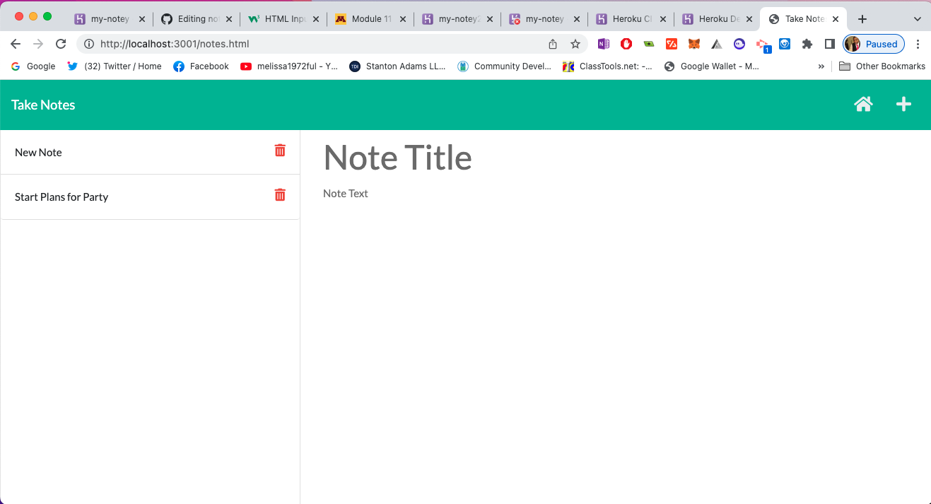 GitHub - madams1972/notetaker-app: Note Taker App