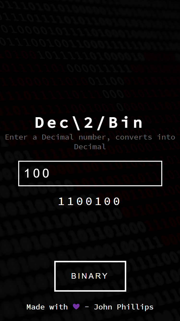 Github Coldlombaxpersonal Project Bin2dec Convert Binary To Decimal And Visa Versa 