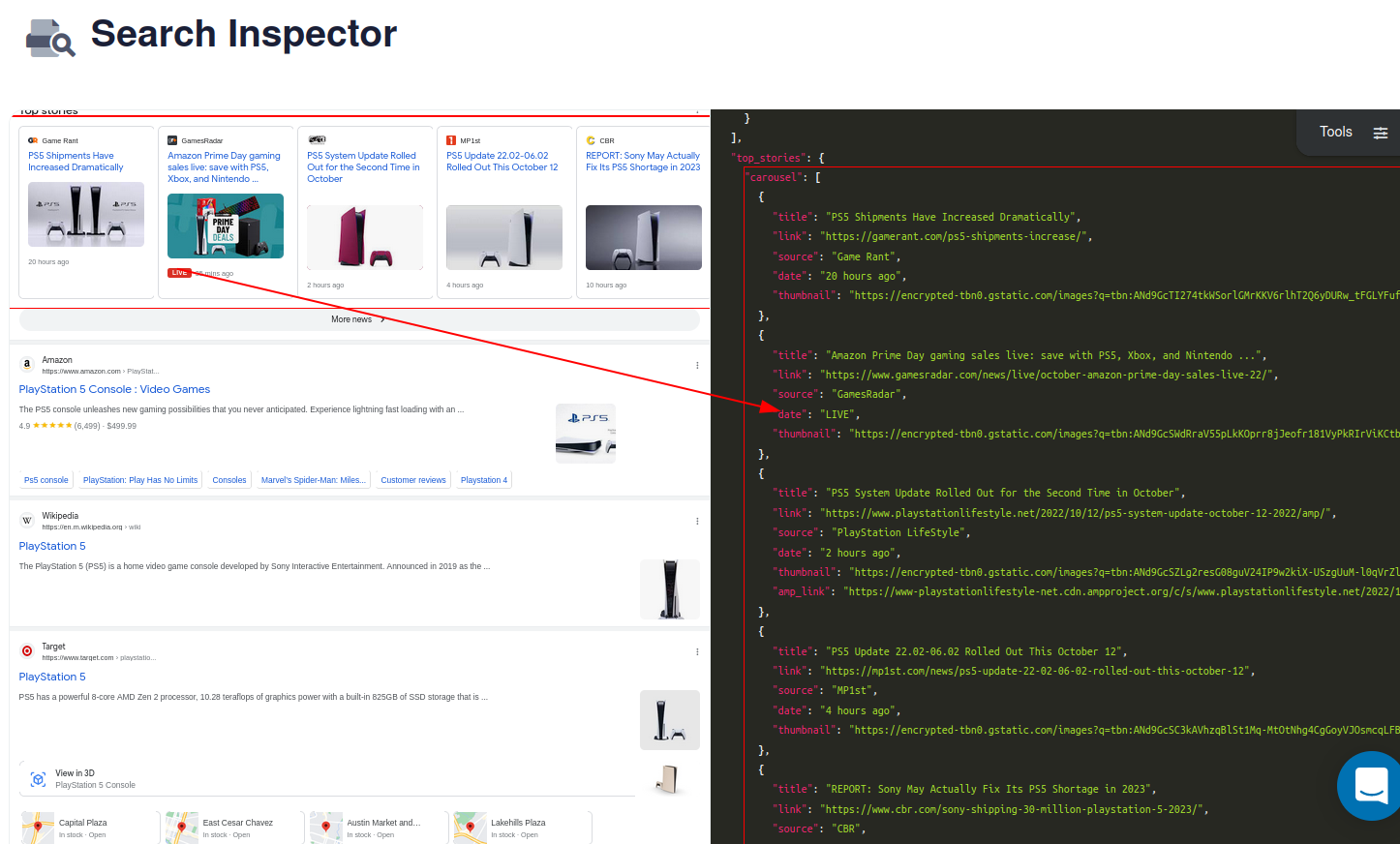 [Google Search API] Top Stories `live` key is parsed in `date` for ...