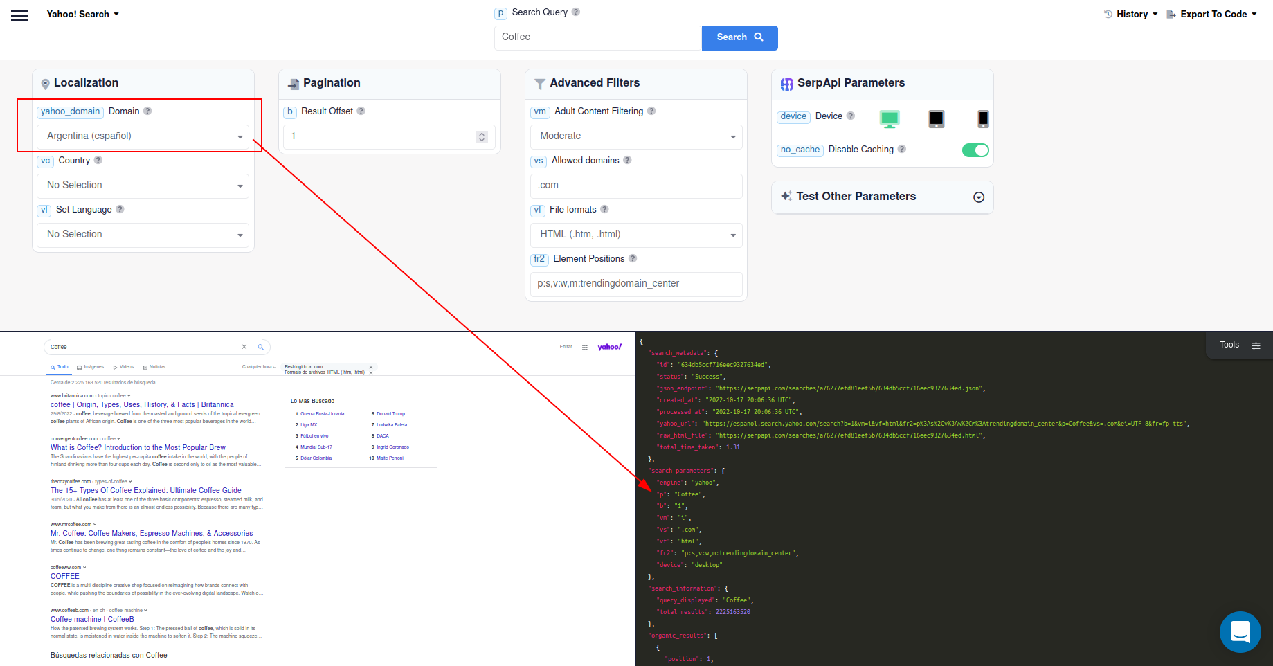 [Yahoo Search API] `yahoo_domain` parameter is not displayed in JSON ...