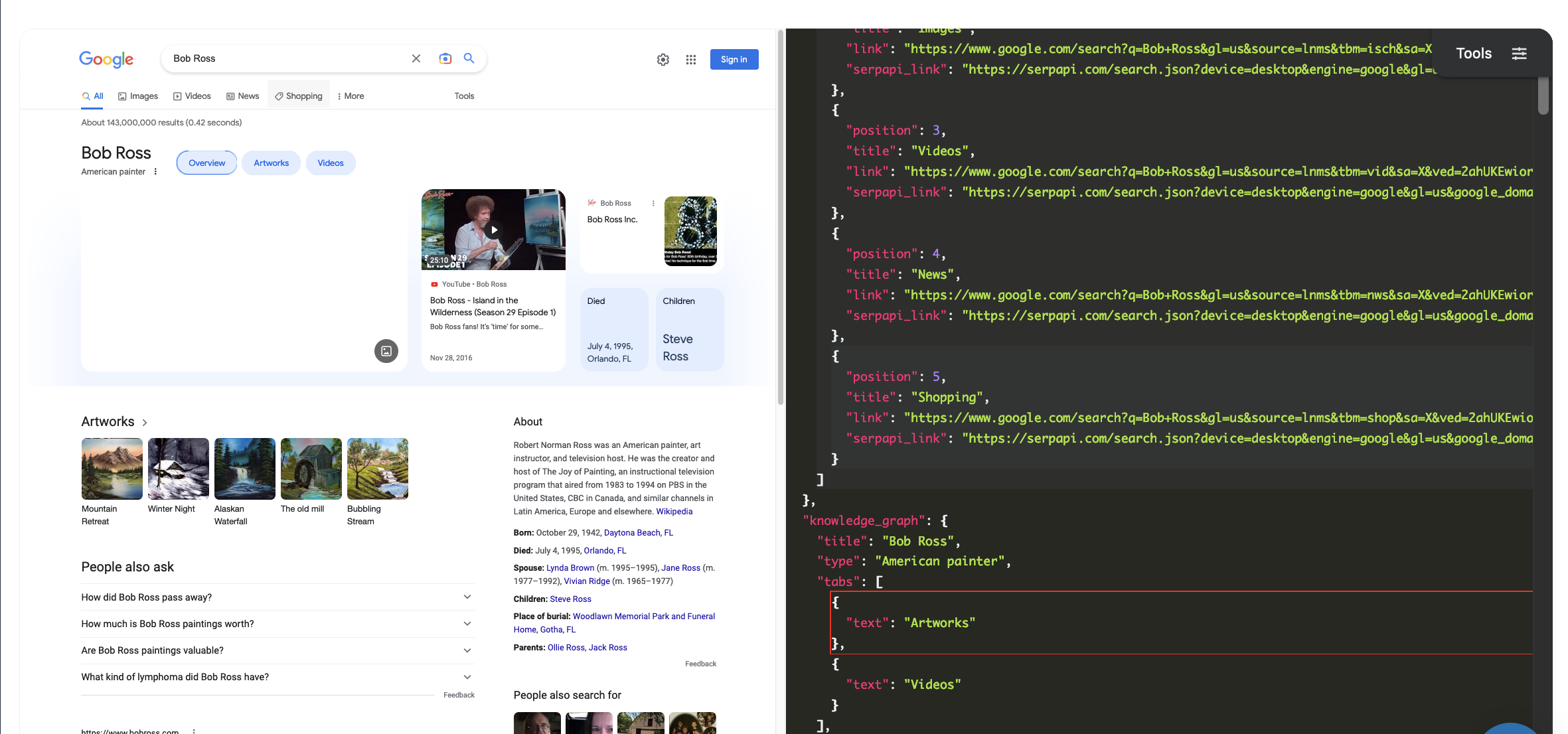 [Google Knowledge Graph] `tabs` links are not parsed for some cases · Issue #558 · serpapi ...