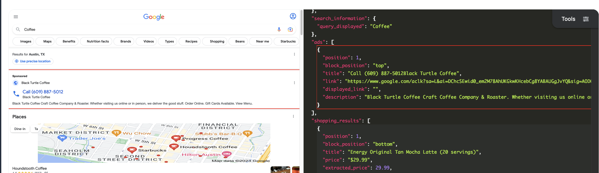 [Google Search API] Empty `displayed_link` string of `ads` returned for some `mobile` searches ...