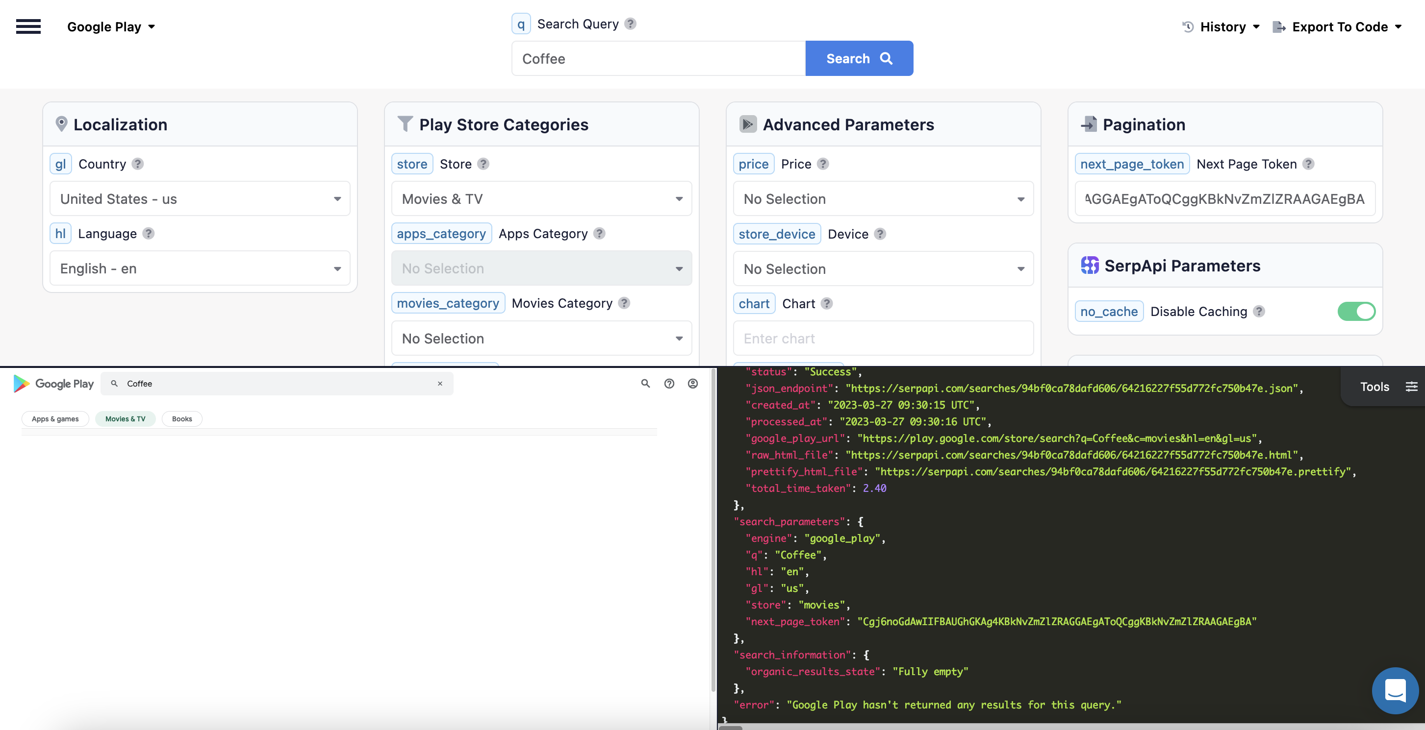 [Google Play Movies API] Using next_page_token is resulting in empty results in Query Search ...