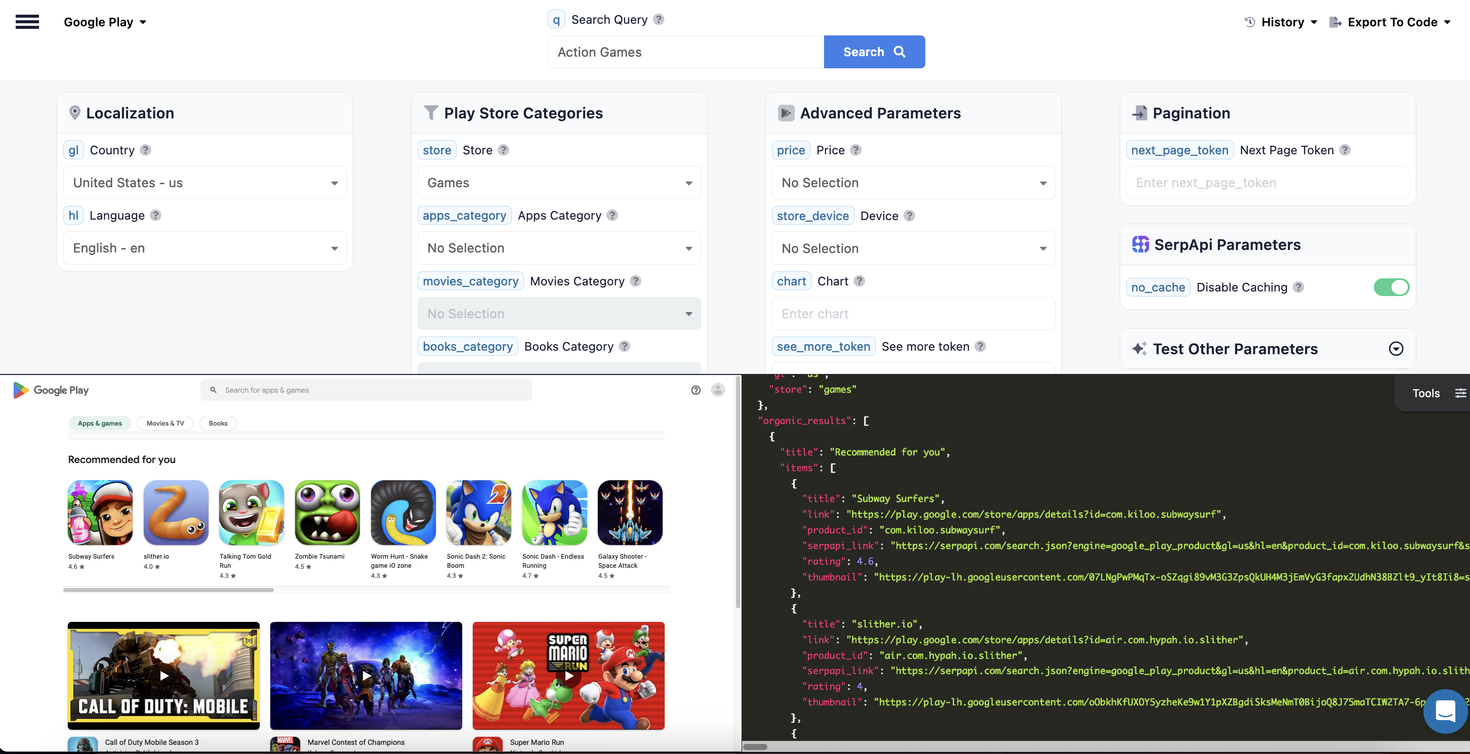[Google Play Games Store API] No Way to Paginate First Page Results Sections for Query Search ...