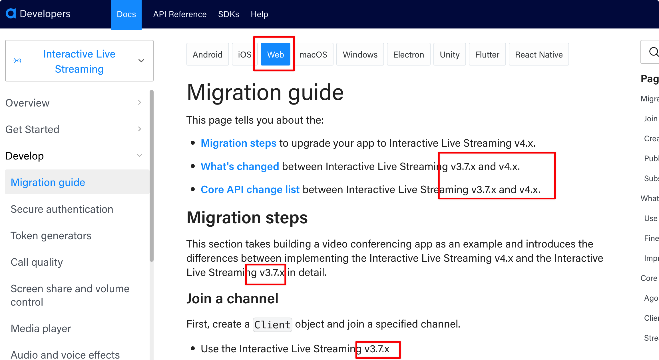 Fix Version Number In Web 4 X Docs · Issue 625 · Agoraio Docs Source · Github
