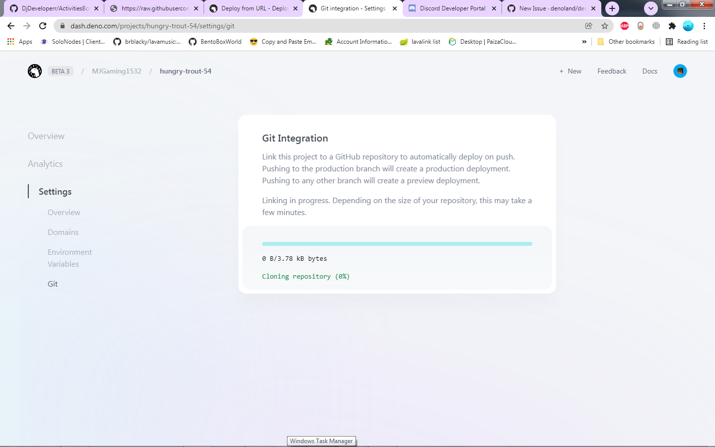 Stuck On 0% · Issue #152 · denoland/deploy_feedback · GitHub