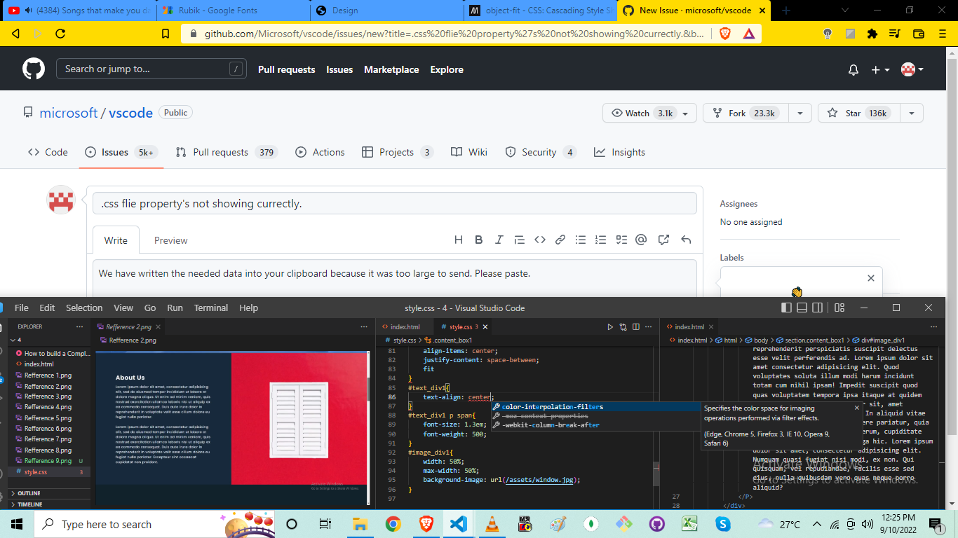 .css flie property's not showing currectly. · Issue #160598 · microsoft/vscode · GitHub