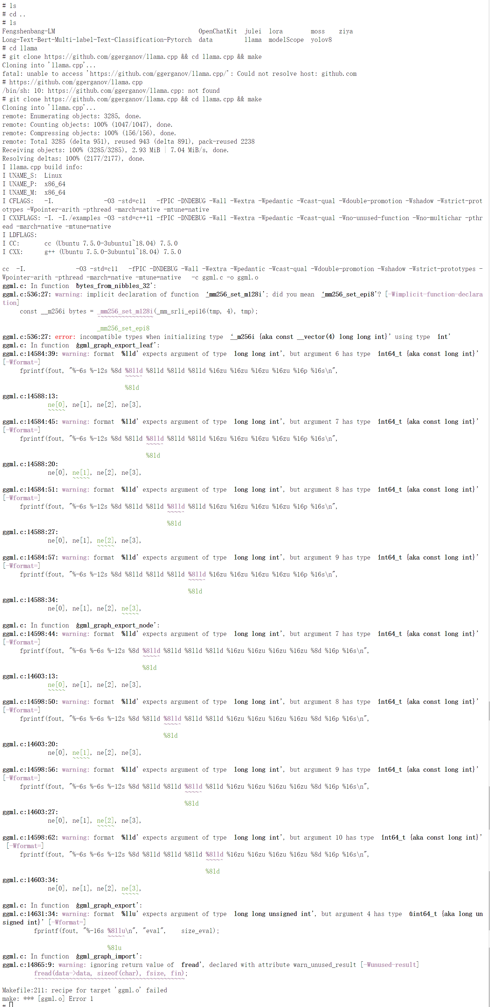 使用llama.cpp量化部署时，编译过程（Step 1: 克隆和编译llama.cpp）遇到的问题 · Issue #460 · ymcui ...