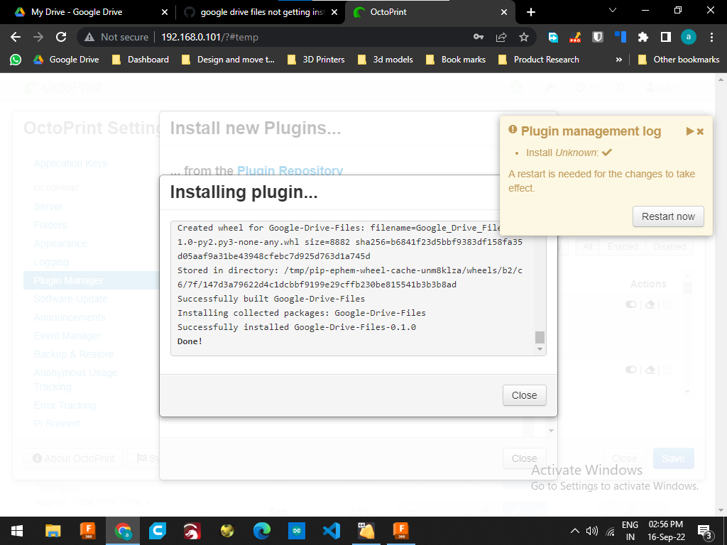 google drive files not getting installed · Issue #15 · jneilliii/OctoPrint-GoogleDriveFiles · GitHub