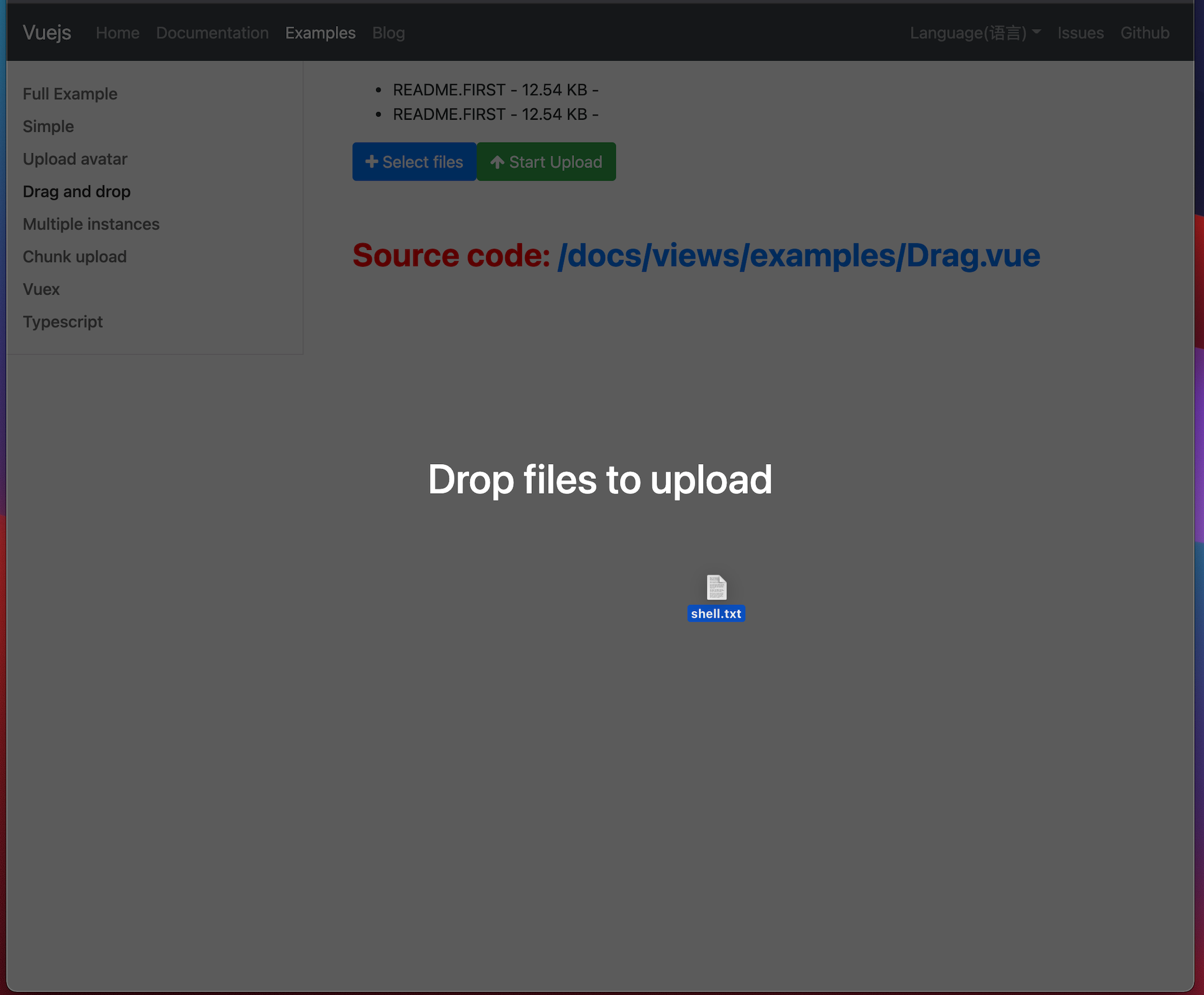 Should Allow File To Be Dropped Either Anywhere In Window Or Perhaps In Specified Html Element 