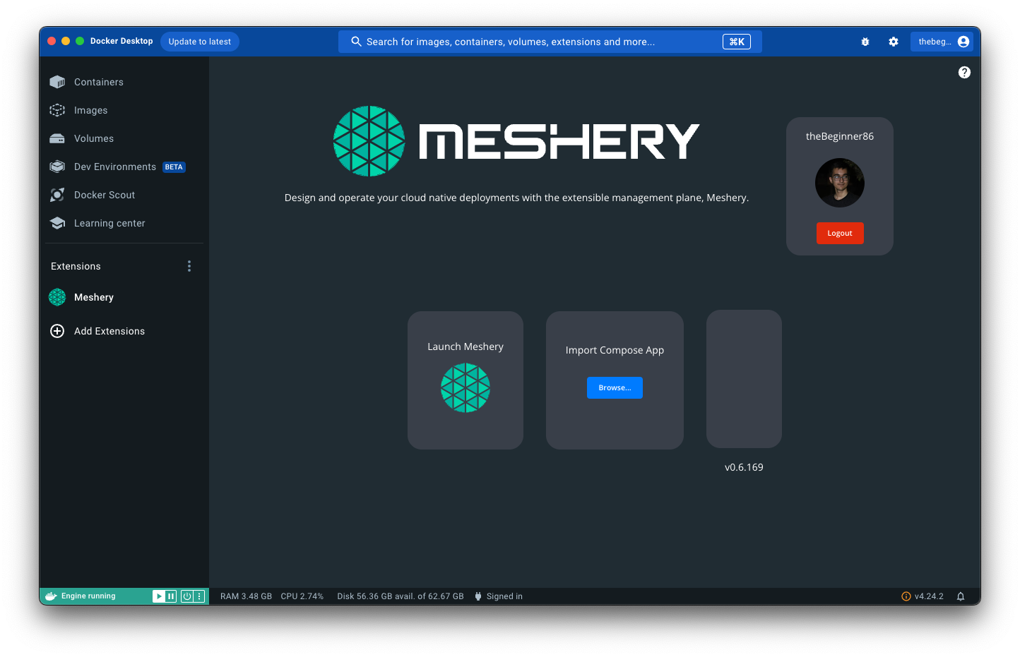 [Extensions] Enhance Meshery Docker Extension UI · Issue #9299 · meshery/meshery · GitHub