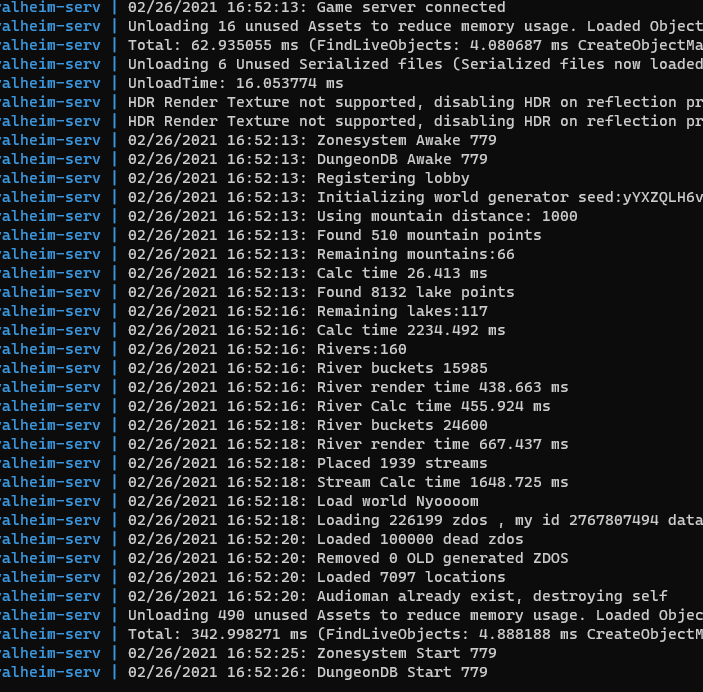 Trim Waste information from console log? · Issue #96 · lloesche/valheim-server-docker · GitHub