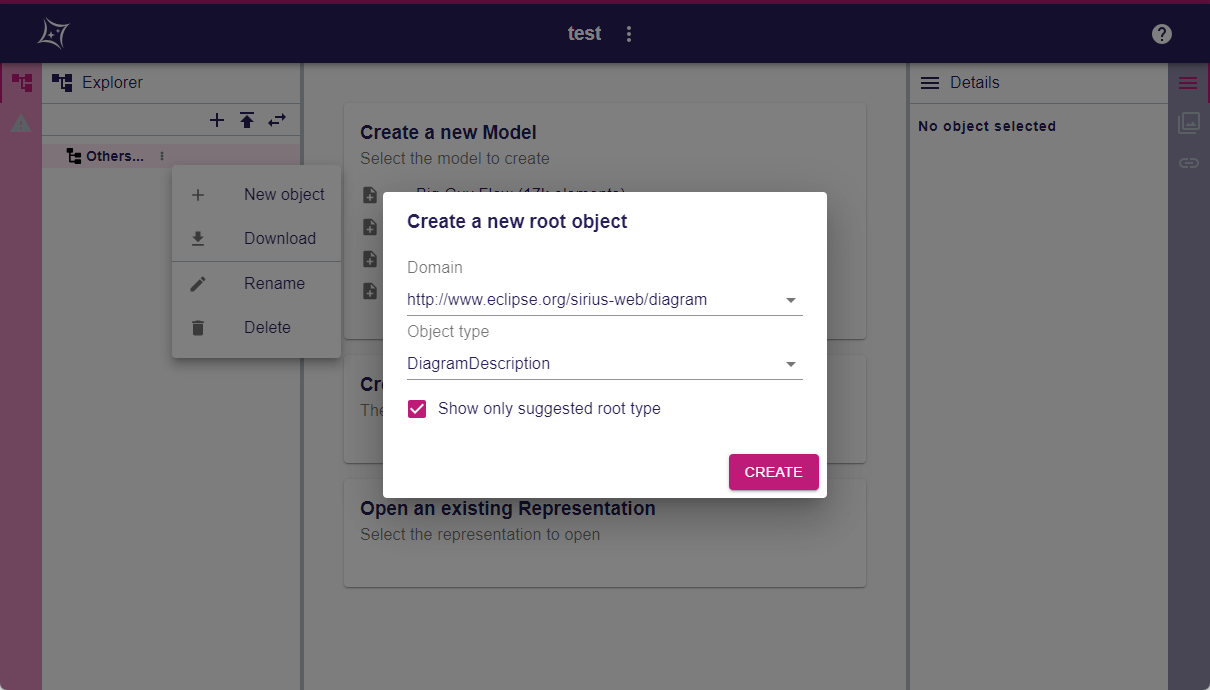 It is possible to create a DiagramDescription and a FormDescription as a root object of a ...