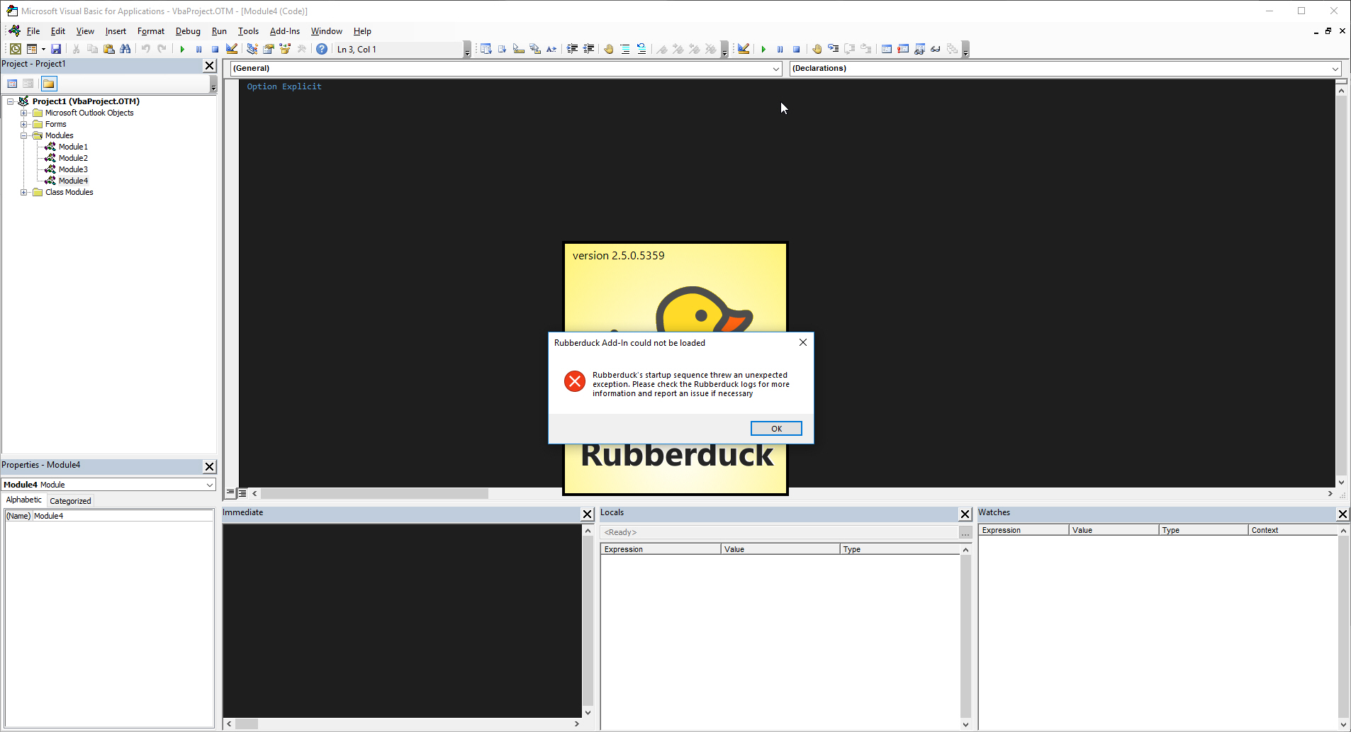 Unable to start Rubberduck · Issue #5402 · rubberduck-vba/Rubberduck · GitHub