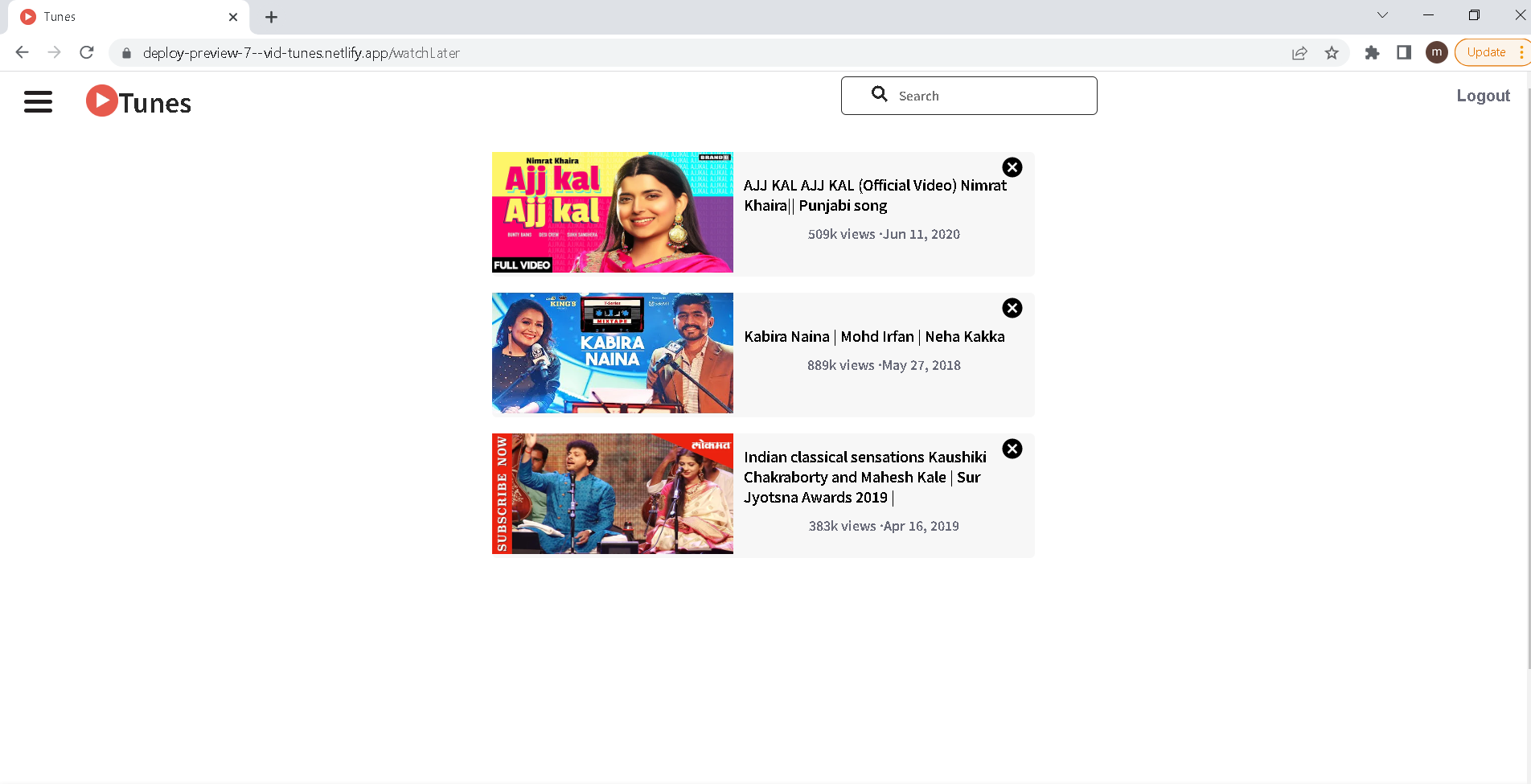 GitHub - Manpreet-hub/Tunes: Tunes is a music video library built using HTML, CSS, React JS and ...