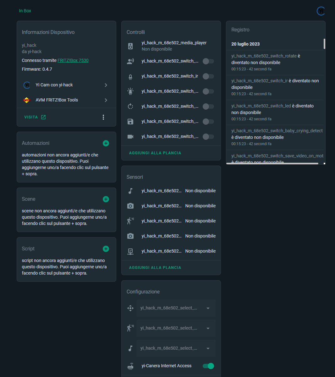 Cam device and entities disabled in Home Assistant · Issue #127 · roleoroleo/yi-hack_ha ...