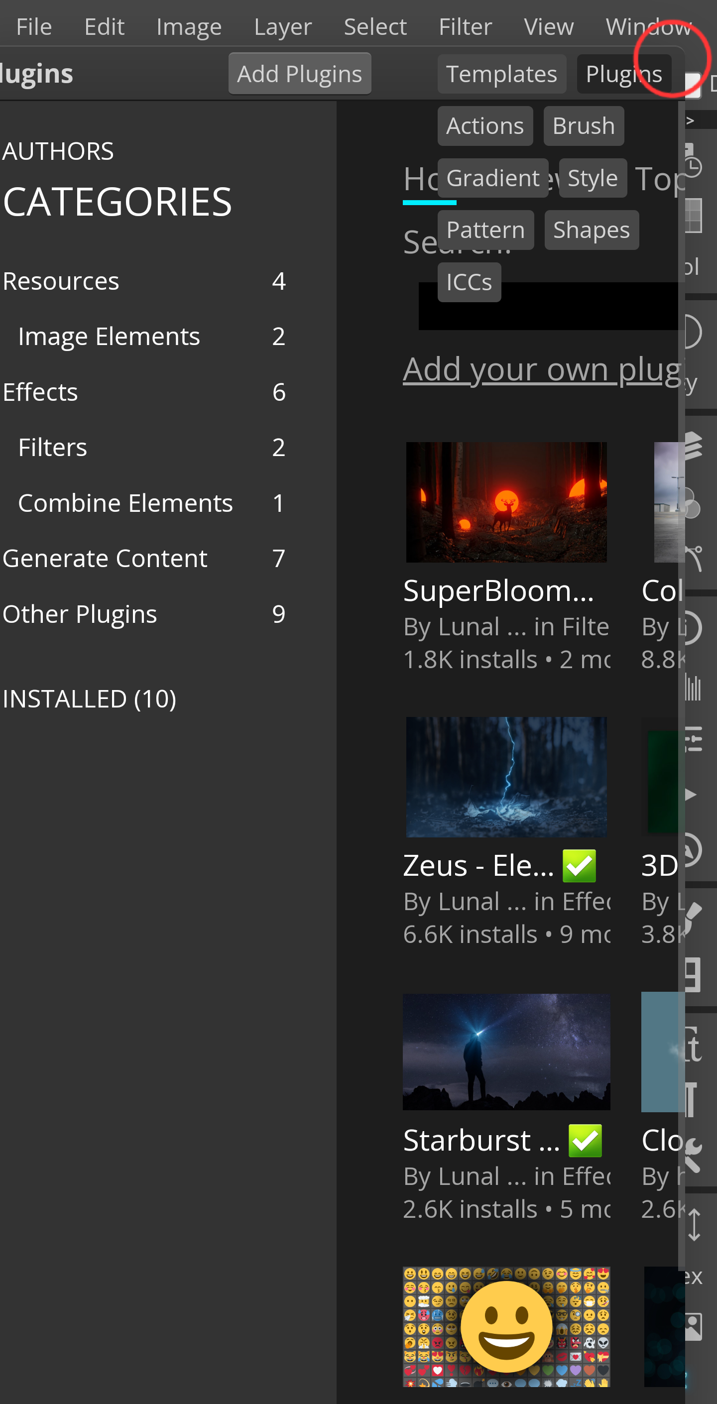Bug: Missing "Close" Button on Plugins Window · Issue #5285 · photopea/photopea · GitHub