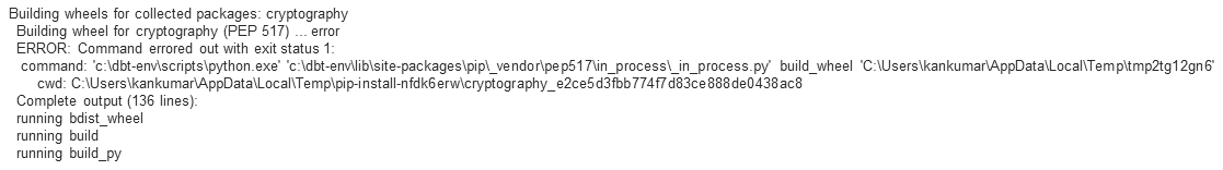Dbt Install Fails On Windows · Issue 3492 · Dbt Labsdbt Core · Github