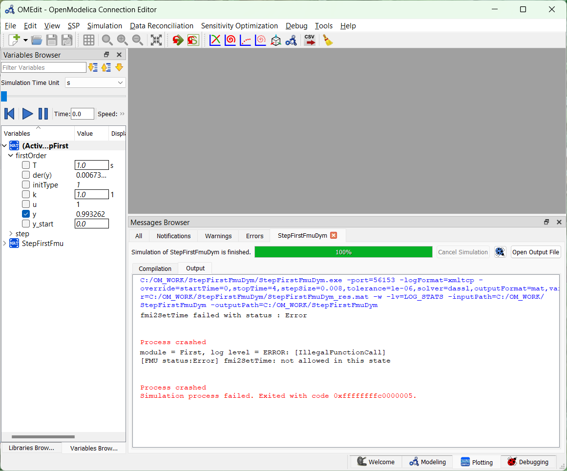 OMEdit can not run models with imported FMUs even in simple cases ...