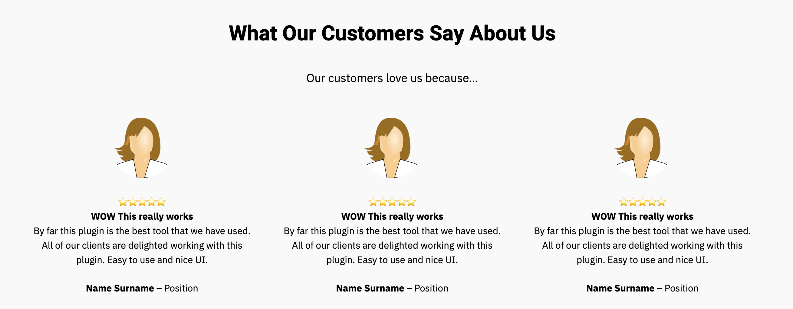 Three Column Testimonials on a Background · Issue #355 · WordPress ...