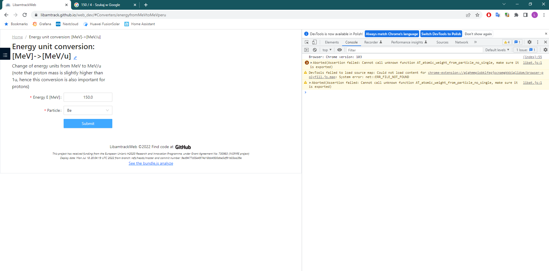 Fix [MeV] -> [MeV/u] converter · Issue #836 · libamtrack/web · GitHub