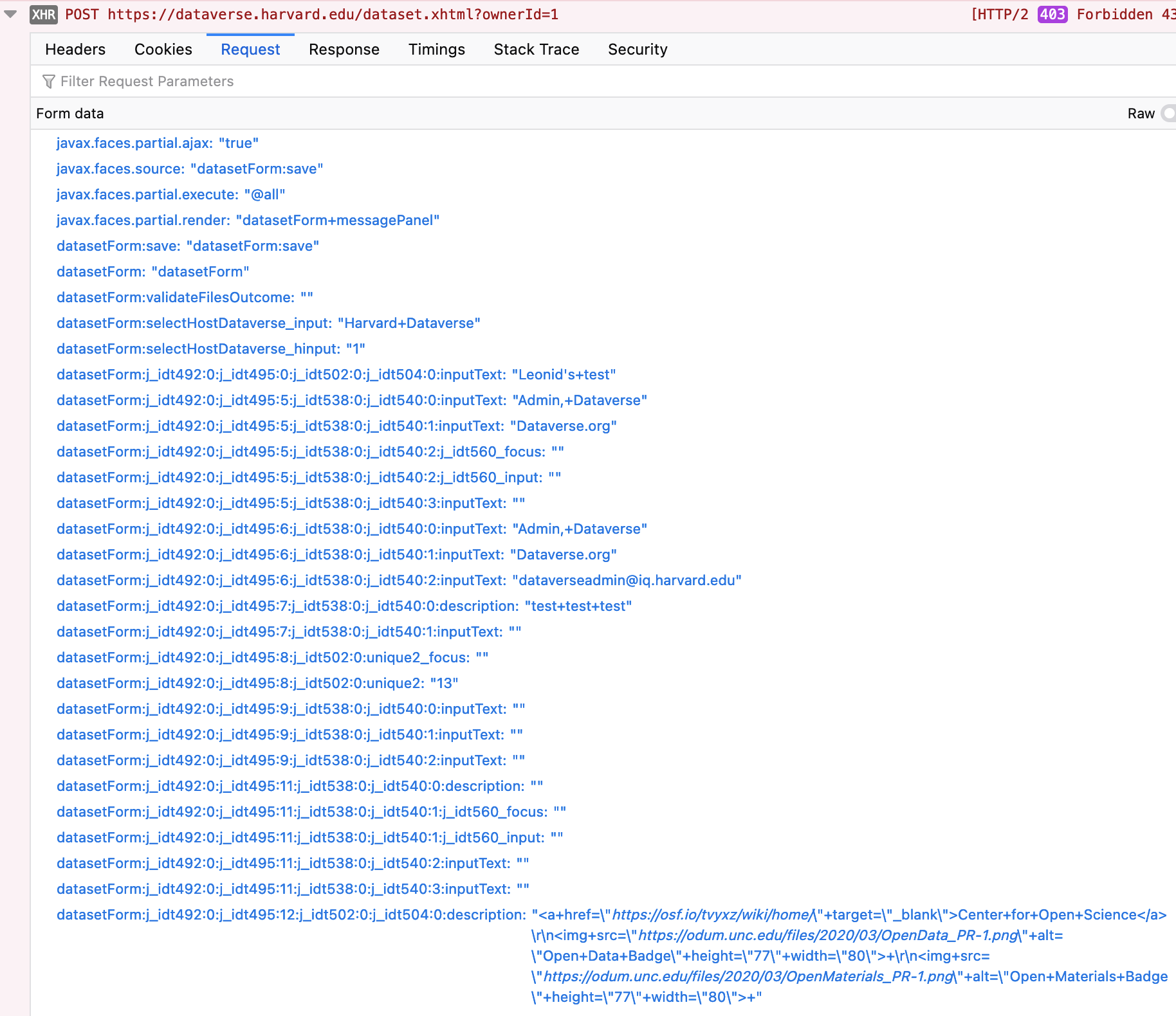Unable to create/edit Dataverse collections and datasets with certain ...