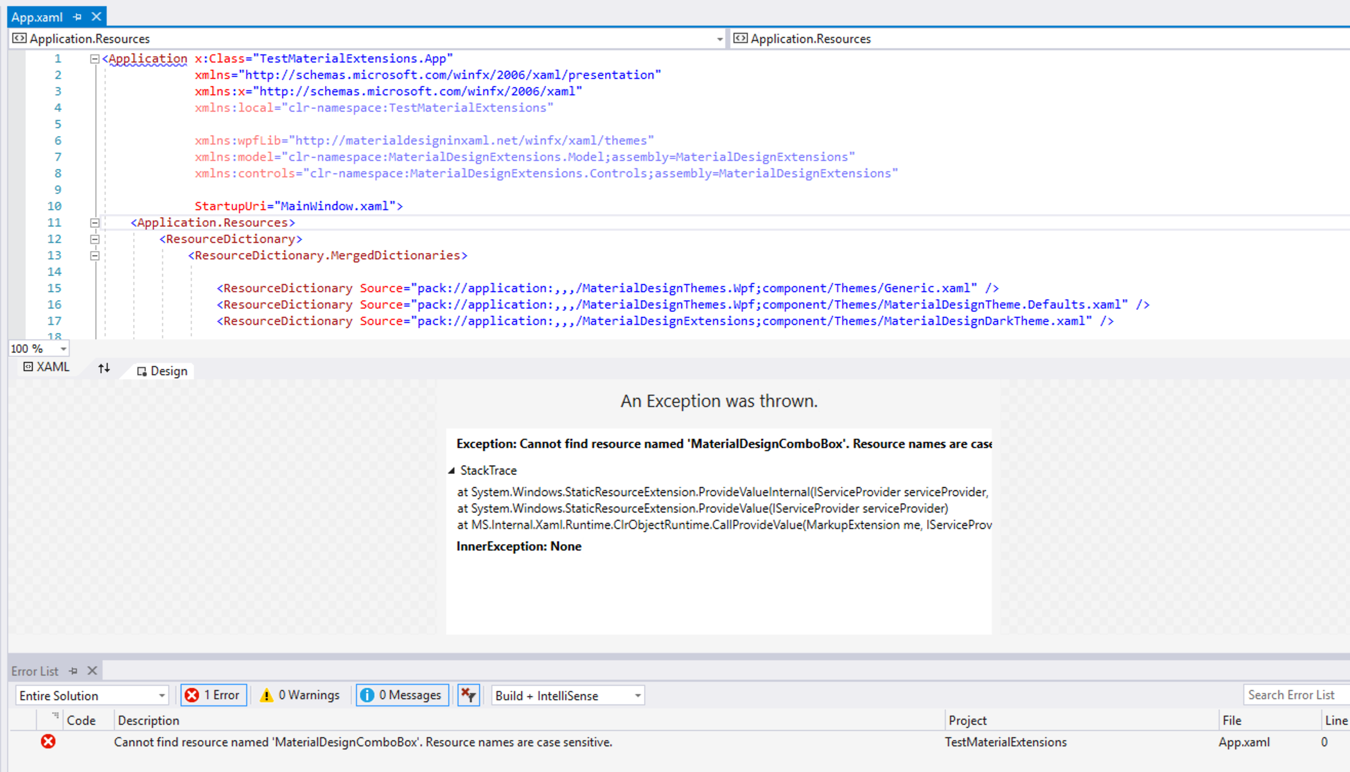 Cannot Find Resource Named Materialdesigncombobox Resource Names Are Case Sensitive · Issue