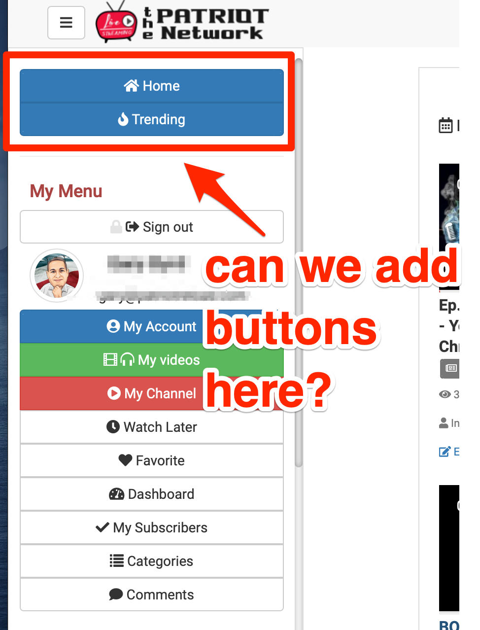Left hand menu ... can I add buttons via the plugins parameters ...