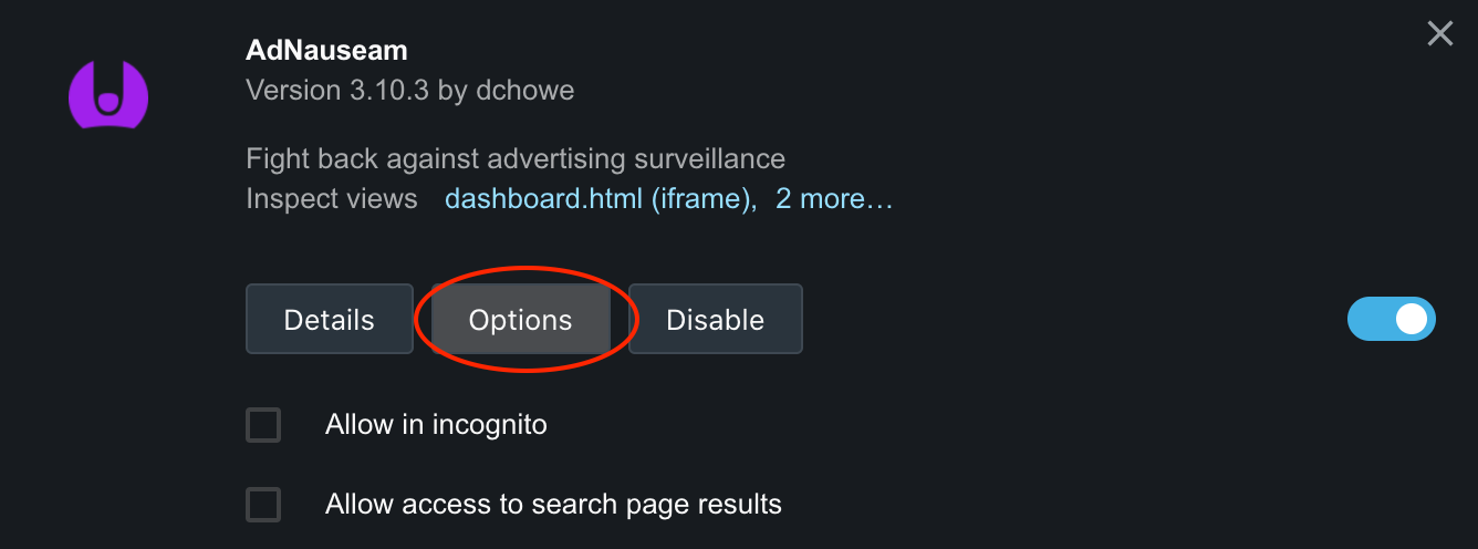 Clicking options from extension page brings up blank settings · Issue #1827 · dhowe/AdNauseam ...