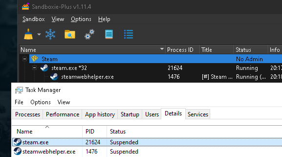 [Plus v1.11.4] Process Suspend/Resume context menu · Issue #3375 · sandboxie-plus/Sandboxie · GitHub