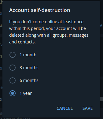 [Feature Request] Ability to disable account self-destruction · Issue #10590 · telegramdesktop ...