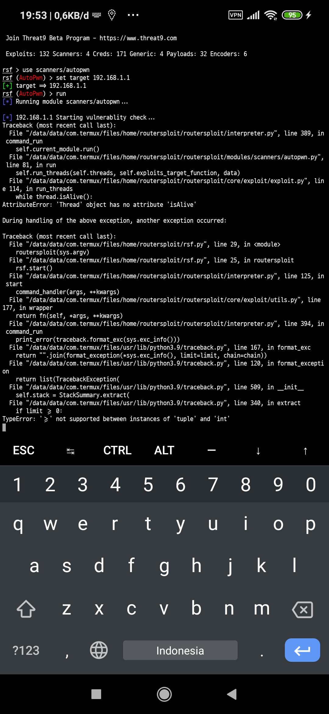 Errorr ?? · Issue #709 · threat9/routersploit · GitHub