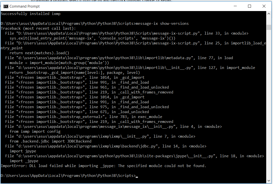 ImportError: DLL load failed while importing _jpype · Issue #380 · iiasa/ixmp · GitHub