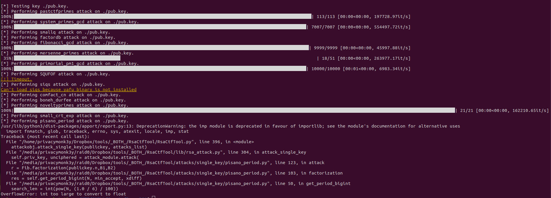 report.py:13: DeprecationWarning · Issue #263 · RsaCtfTool/RsaCtfTool · GitHub