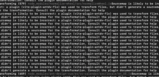 Vite生产环境打包提示错误信息:sourcemap Is Likely To Be Incorrect A Plugin Vite