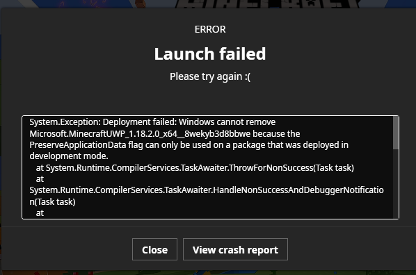 System.Exception: Deployment failed: Windows cannot remove Microsoft ...