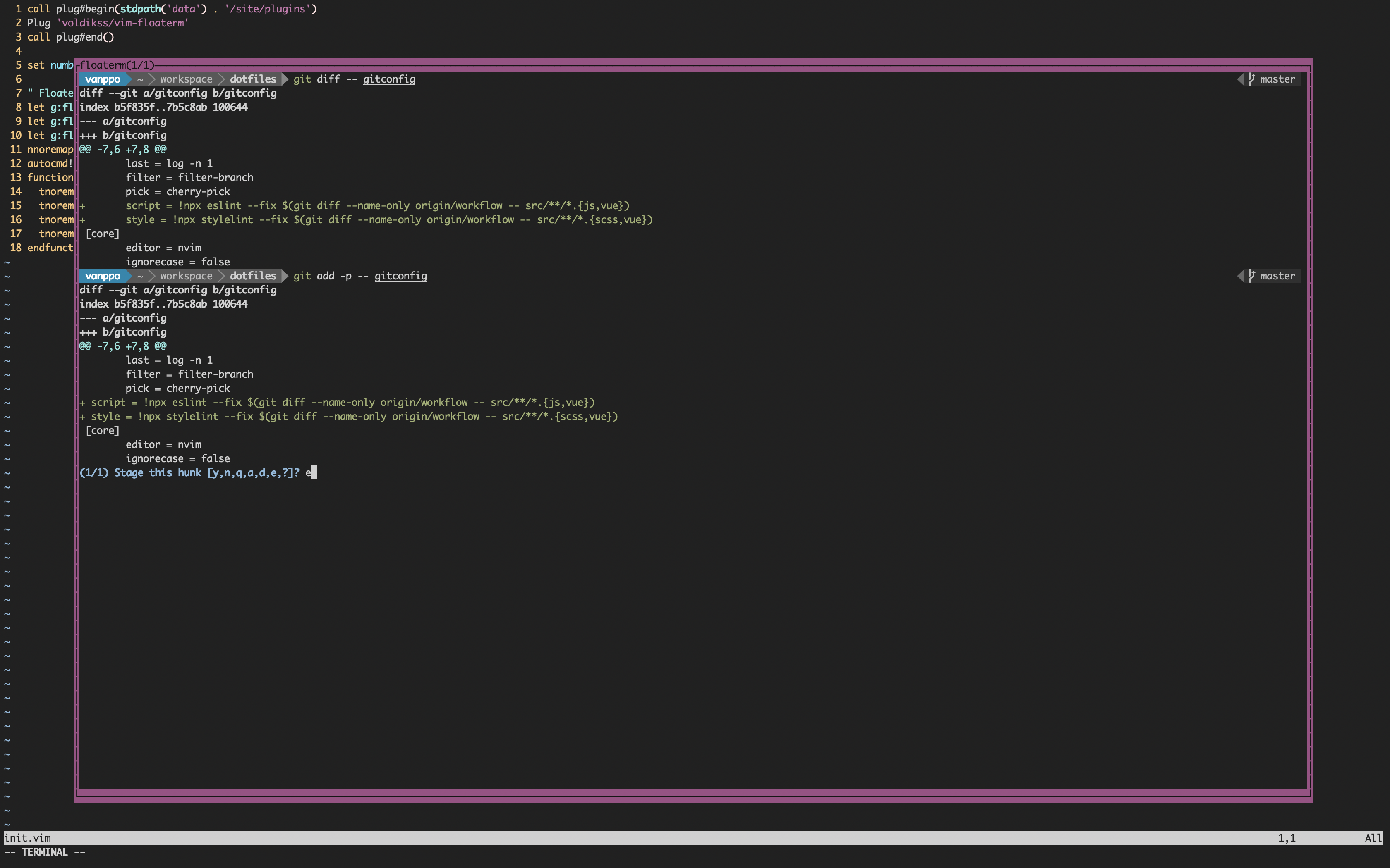 Strange behavior for `git add -p` · Issue #270 · voldikss/vim-floaterm · GitHub
