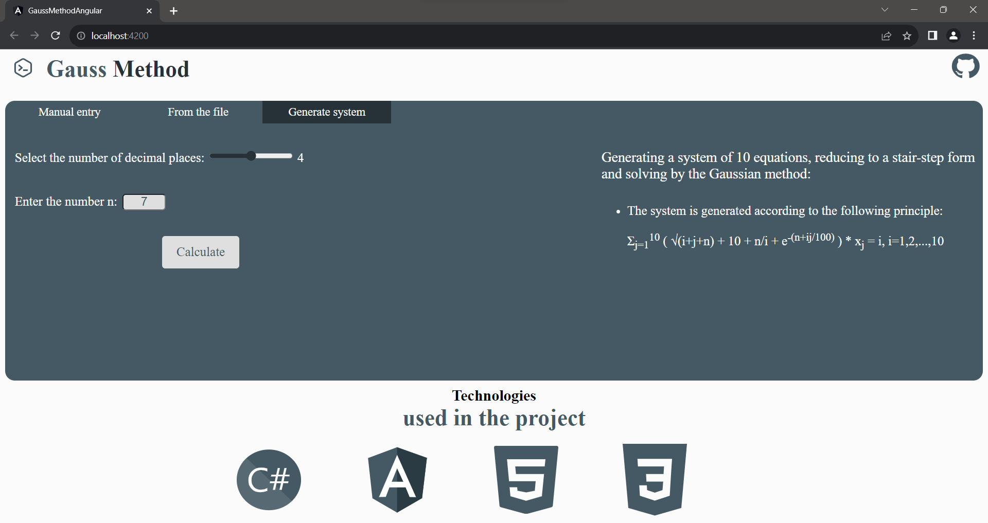 GitHub - matviiv8/GaussMethod: 🧮🔢A system of linear equations calculator using the Gaussian method
