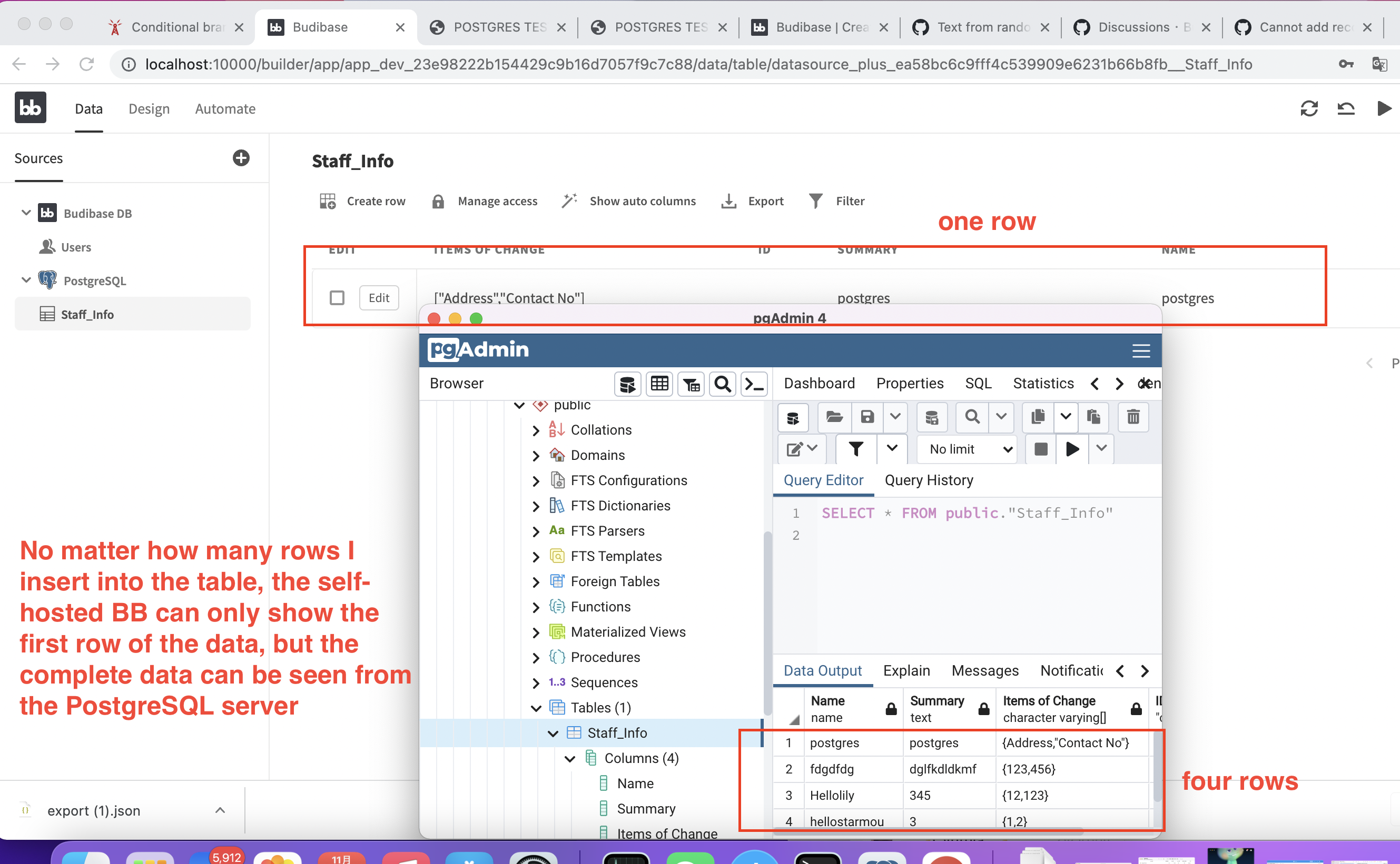 Only Returning 1 Row Of Data Using Postgresql · Budibase Budibase · Discussion 3447 · Github 9116