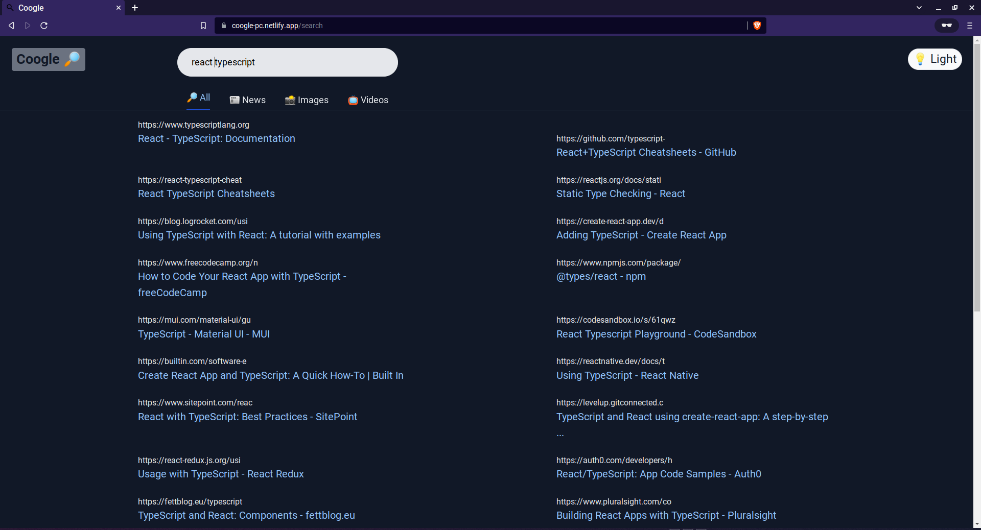 GitHub - pavle99/coogle: Coogle, a Google search clone built using React library and tailwind ...